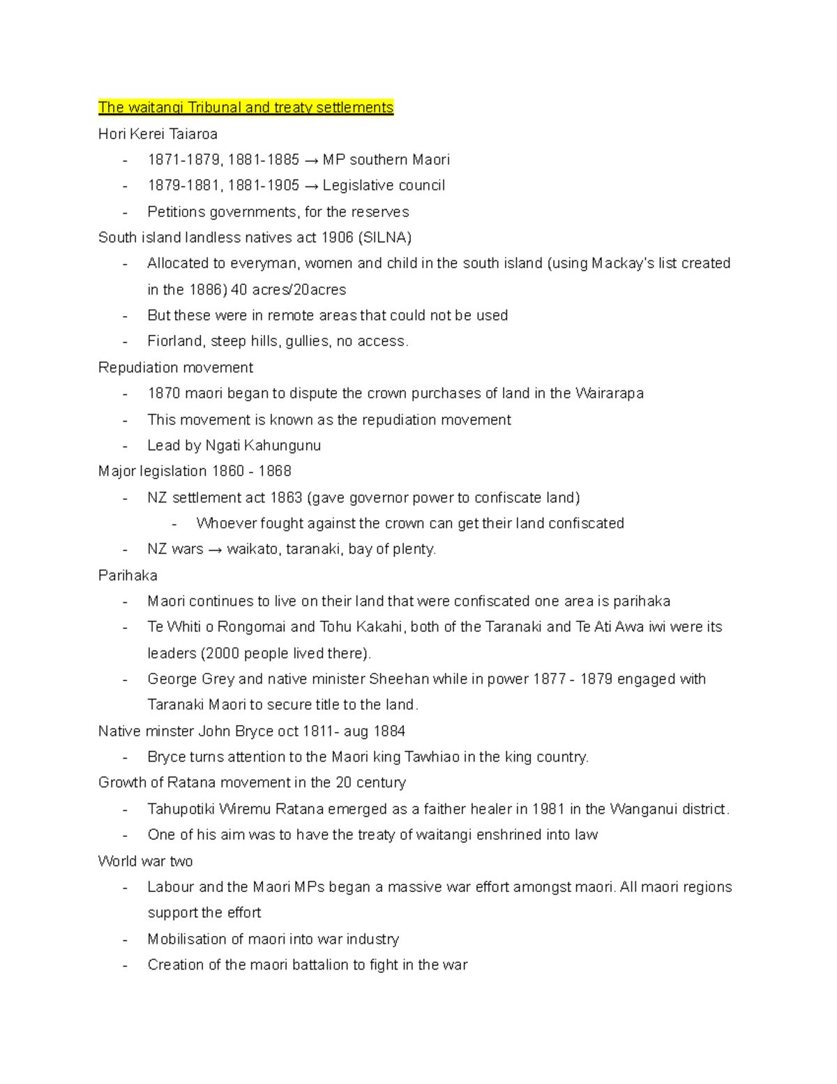 03 maori exam notes - The waitangi Tribunal and treaty settlements ...