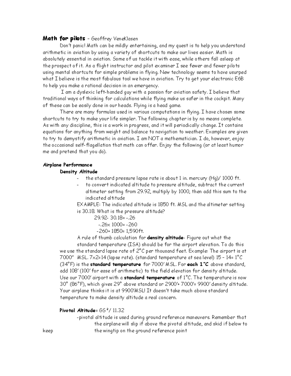 Math for Pilots - Math is absolutely essential in aviation. Some of us ...