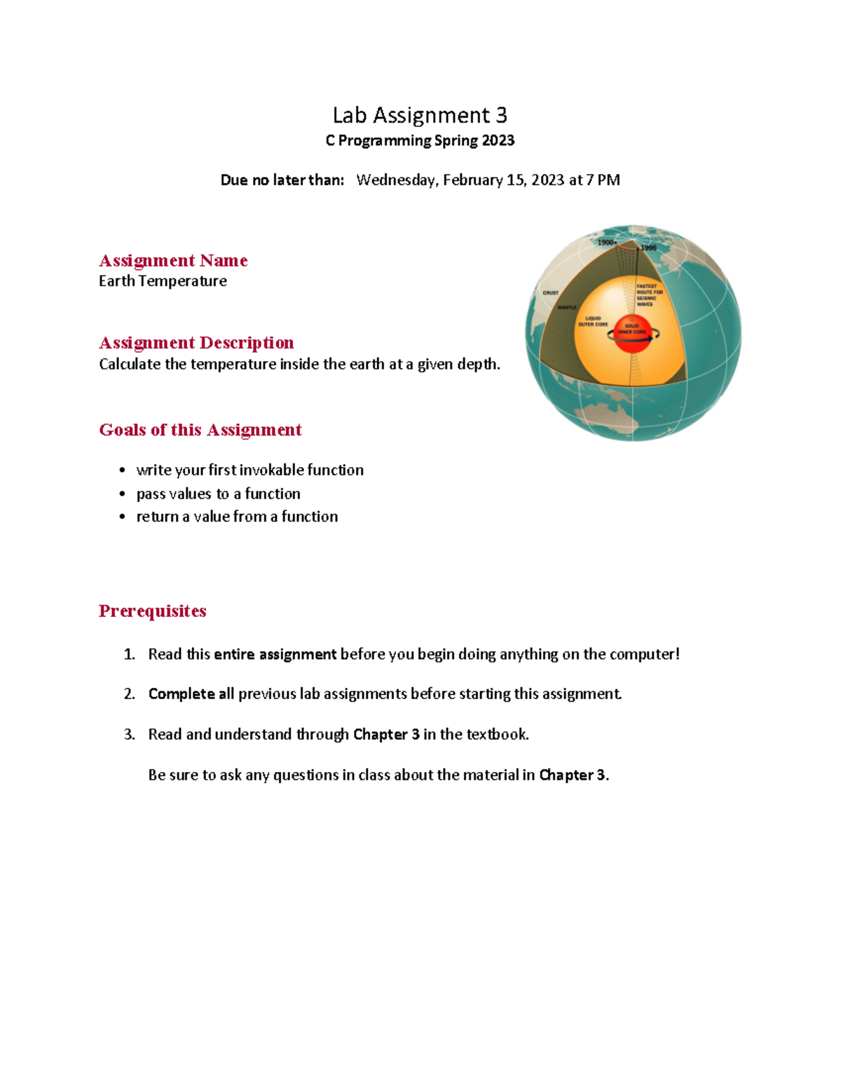 Lab 3 - Earth Temperature - Lab Assignment 3 C Programming Spring 2023 ...