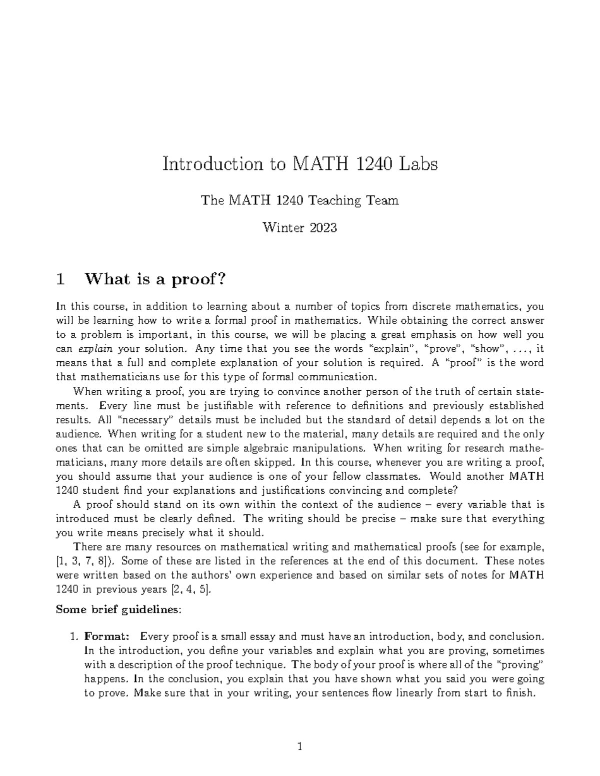 Instrucotion to MATH 1240 Labs1 - Introduction to MATH 1240 Labs The ...