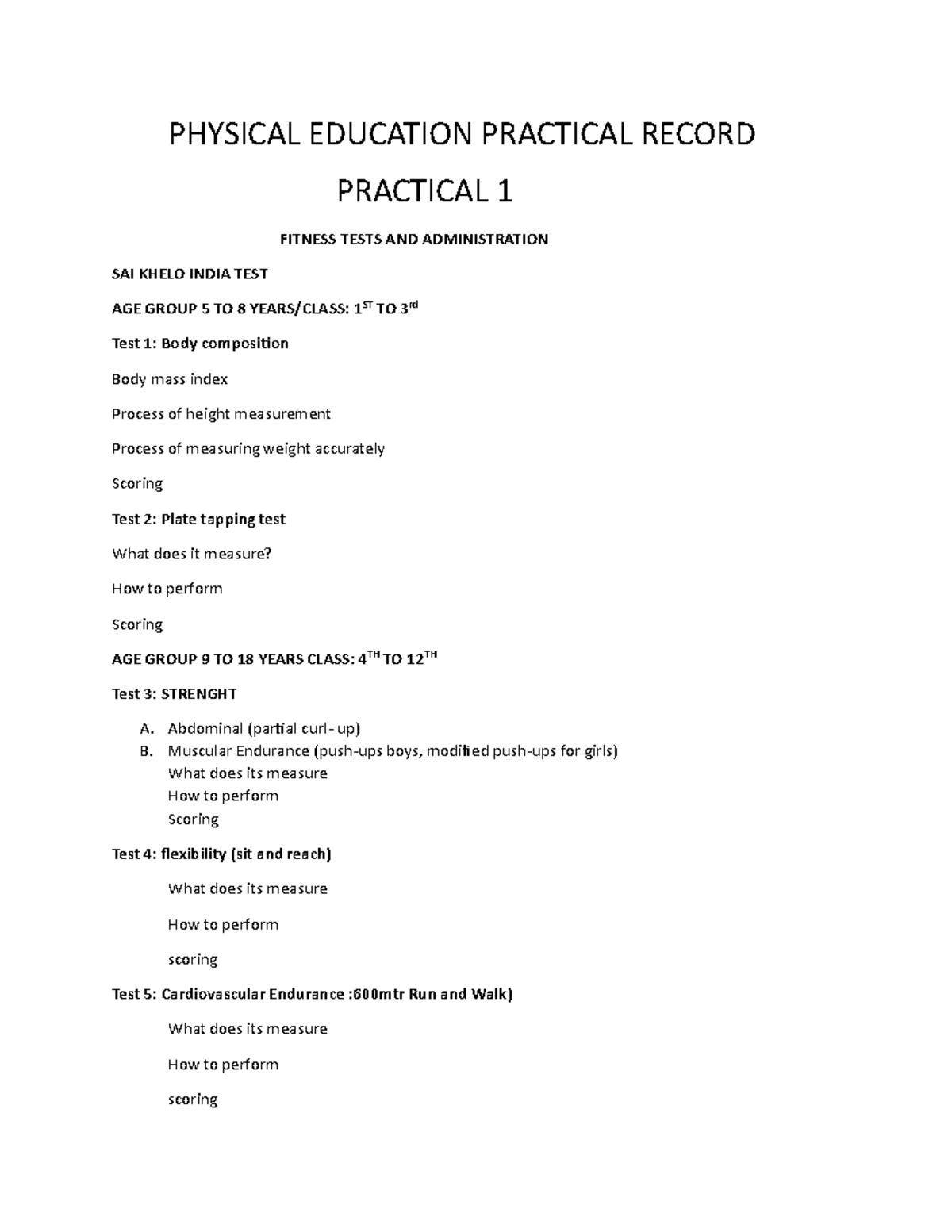 Physical Education Practical Record - PHYSICAL EDUCATION PRACTICAL ...