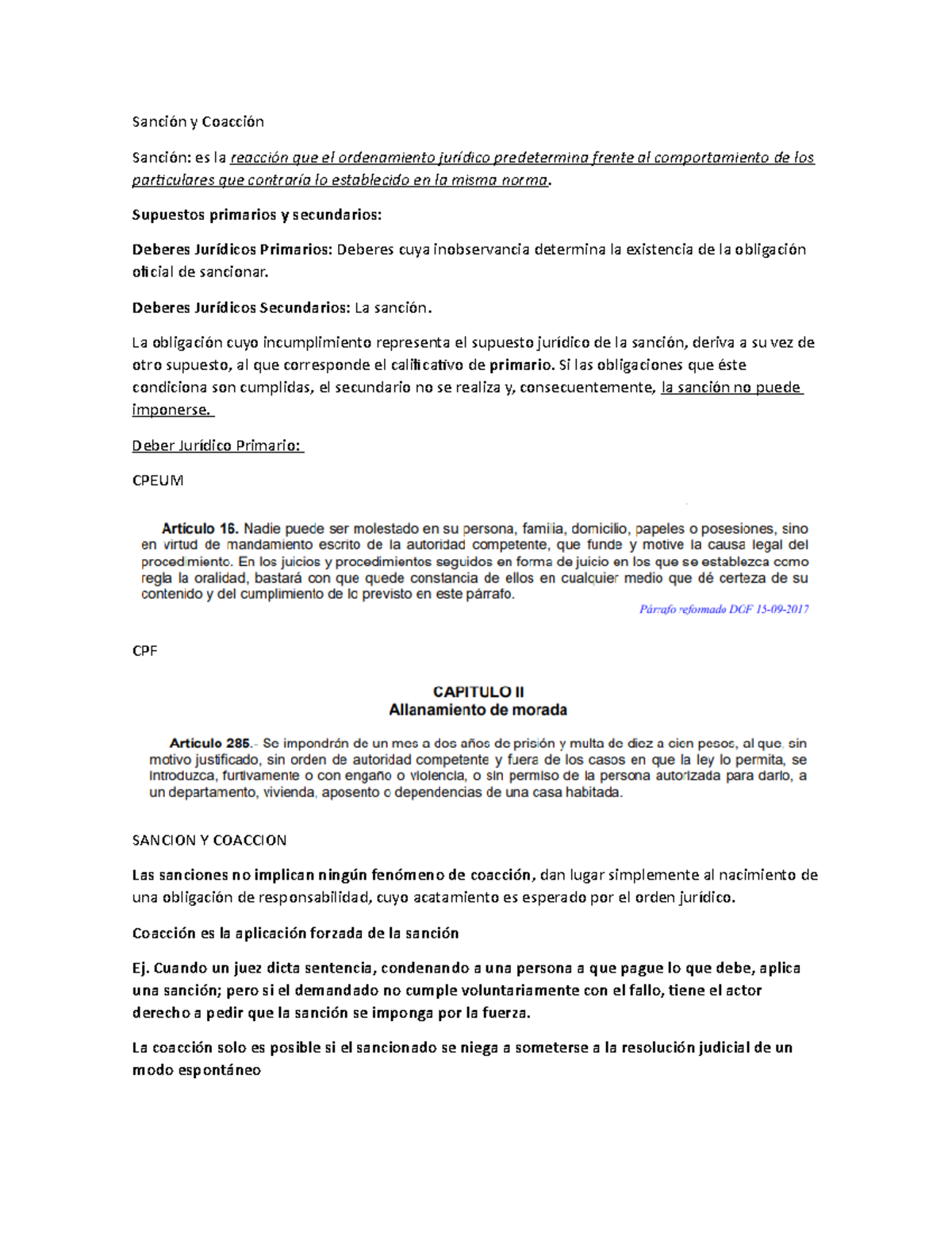 Sanción Y Coacción - Sanción y Coacción Sanción: es la reacción que el ...