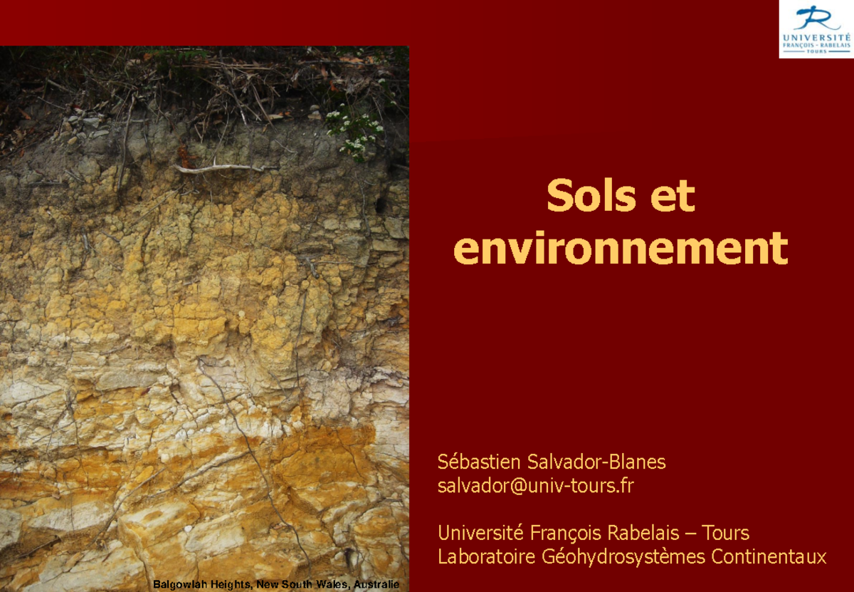 CM 11 Sol et environnement - Sols et environnement Sébastien Salvador ...