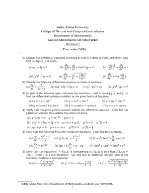 Aplplied Mathematics II(Course outline) - 1 ADDIS ABABA UNIVERSITY ...
