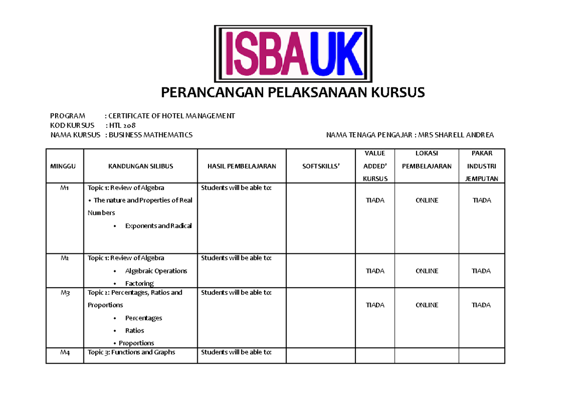 Perancangan Pengajaran 1 Semester contoh lesson plan - PERANCANGAN ...