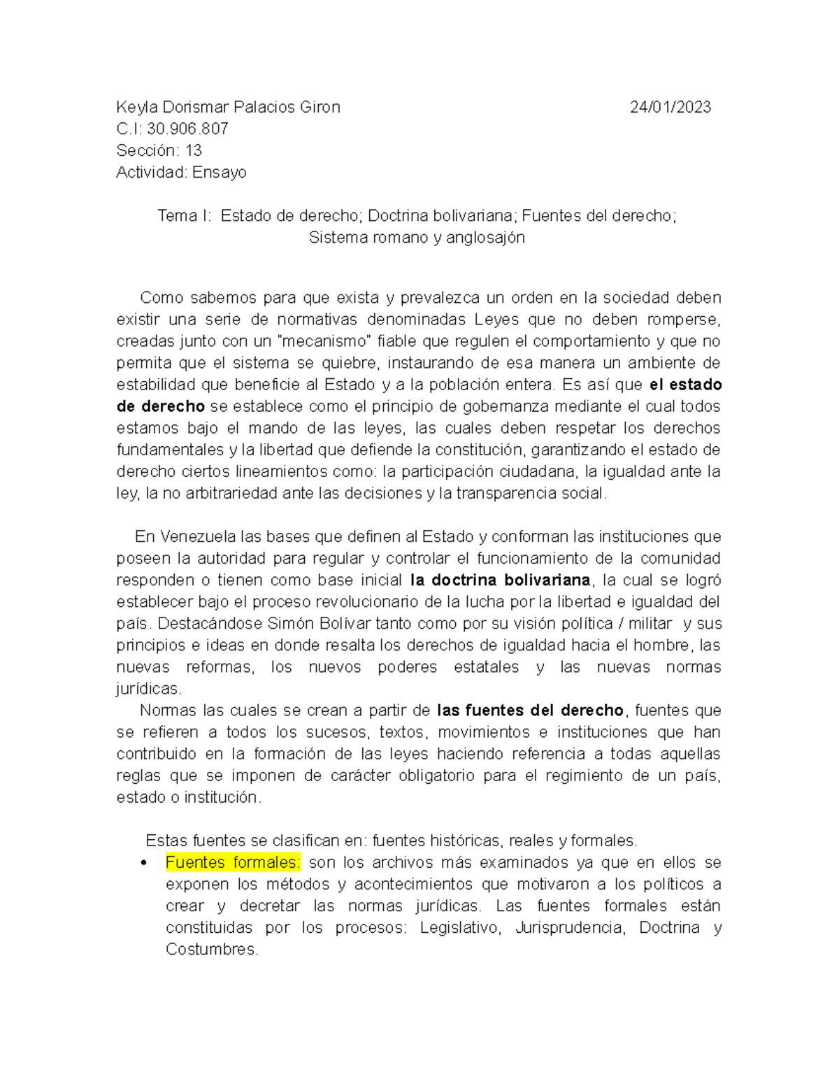 Derecho constitucional I - Keyla Dorismar Palacios Giron 24/01/ C: 30 ...