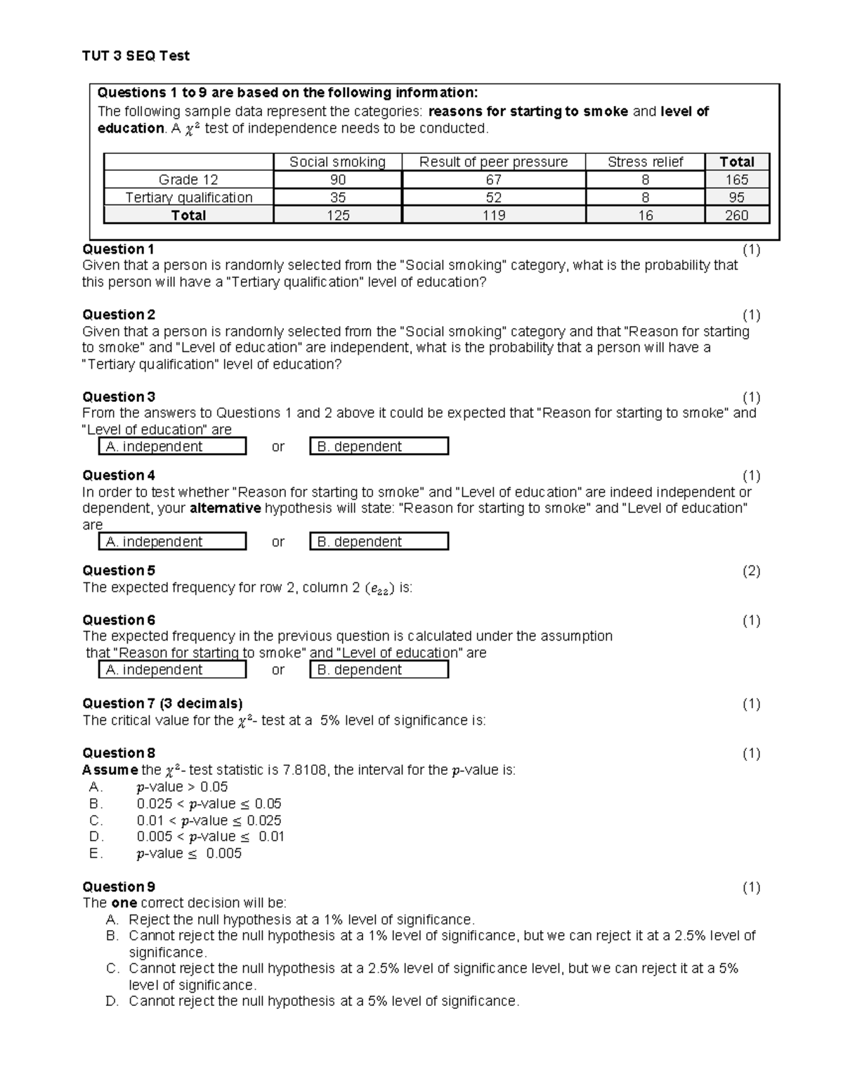 Microsoft Word - STK120 TUT 3 SEQ V3 - TUT 3 SEQ Test Questions 1 to 9 ...