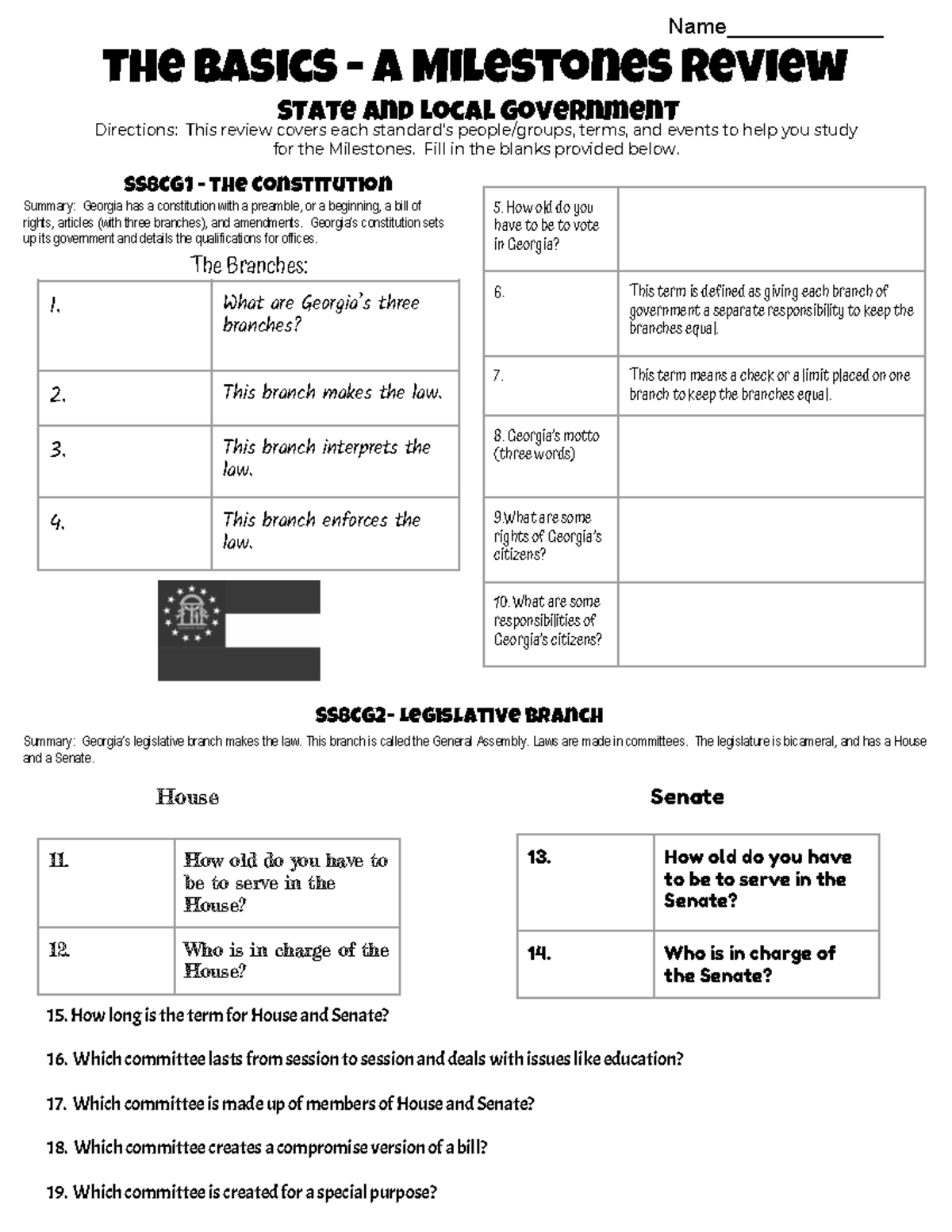 State and Local Government - The Basics - A Milestones Review State and ...