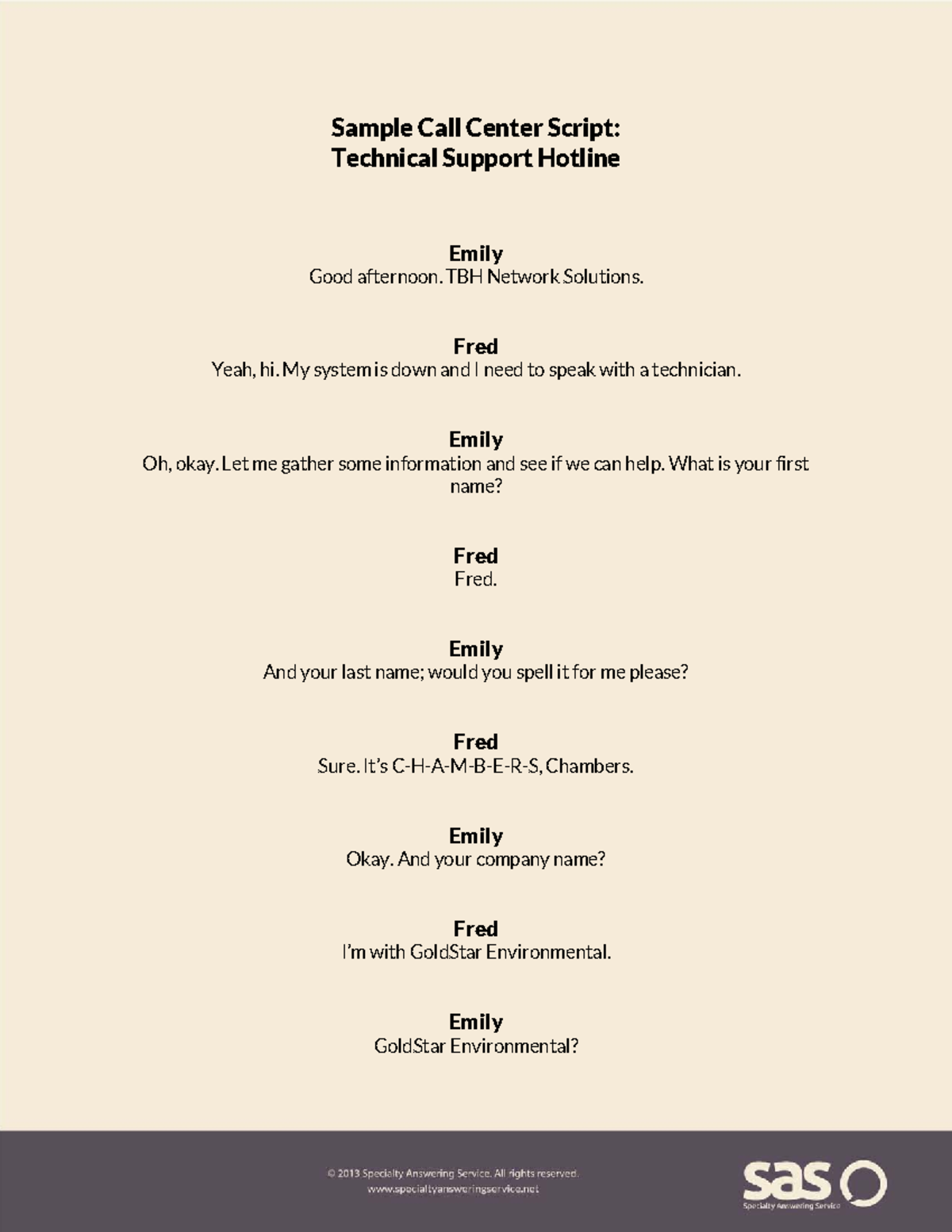 Sample Call Center Script Technical Support - Sample Call Center Script ...