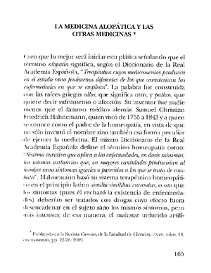 La medicina alopática y las otras medicinas - Historia clinica - Studocu