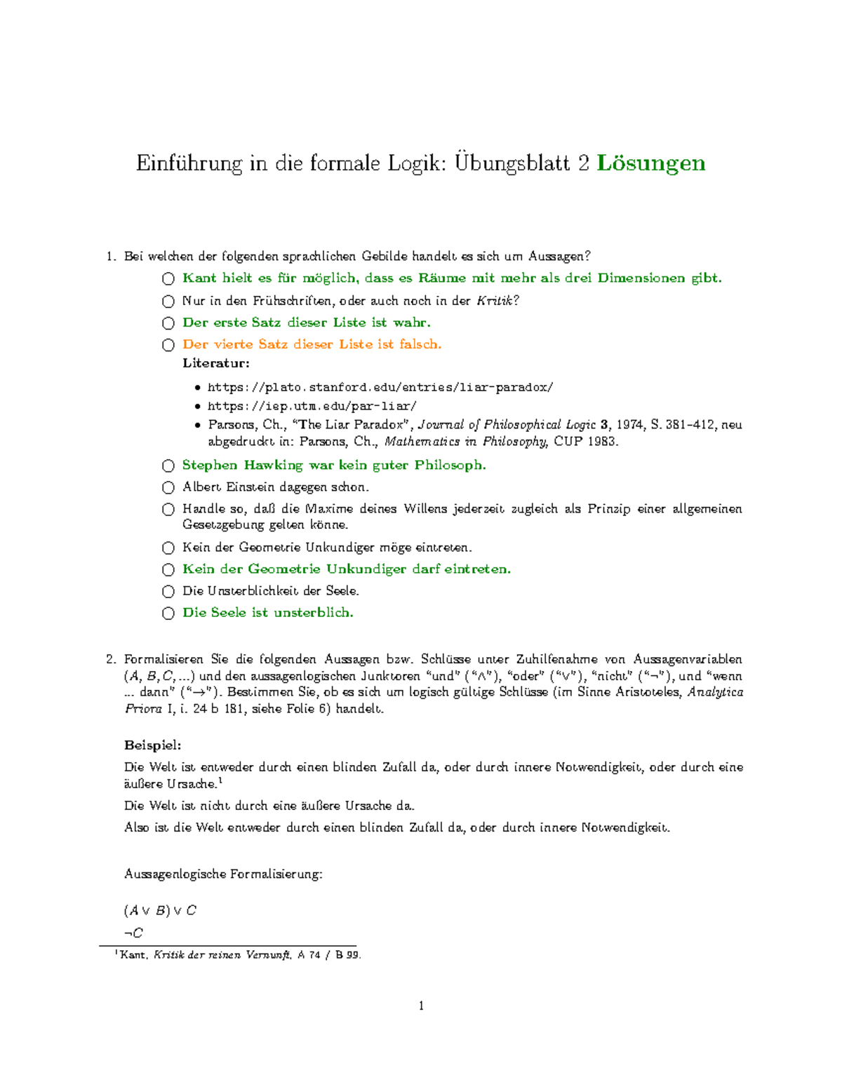 V3 Übungsaufgaben - Lösungen - Einf ̈uhrung in die formale Logik ...