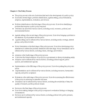 PS 220 Chapter 5 - PS 220 Notes for Ch 5 - Chapter 5: Policy ...