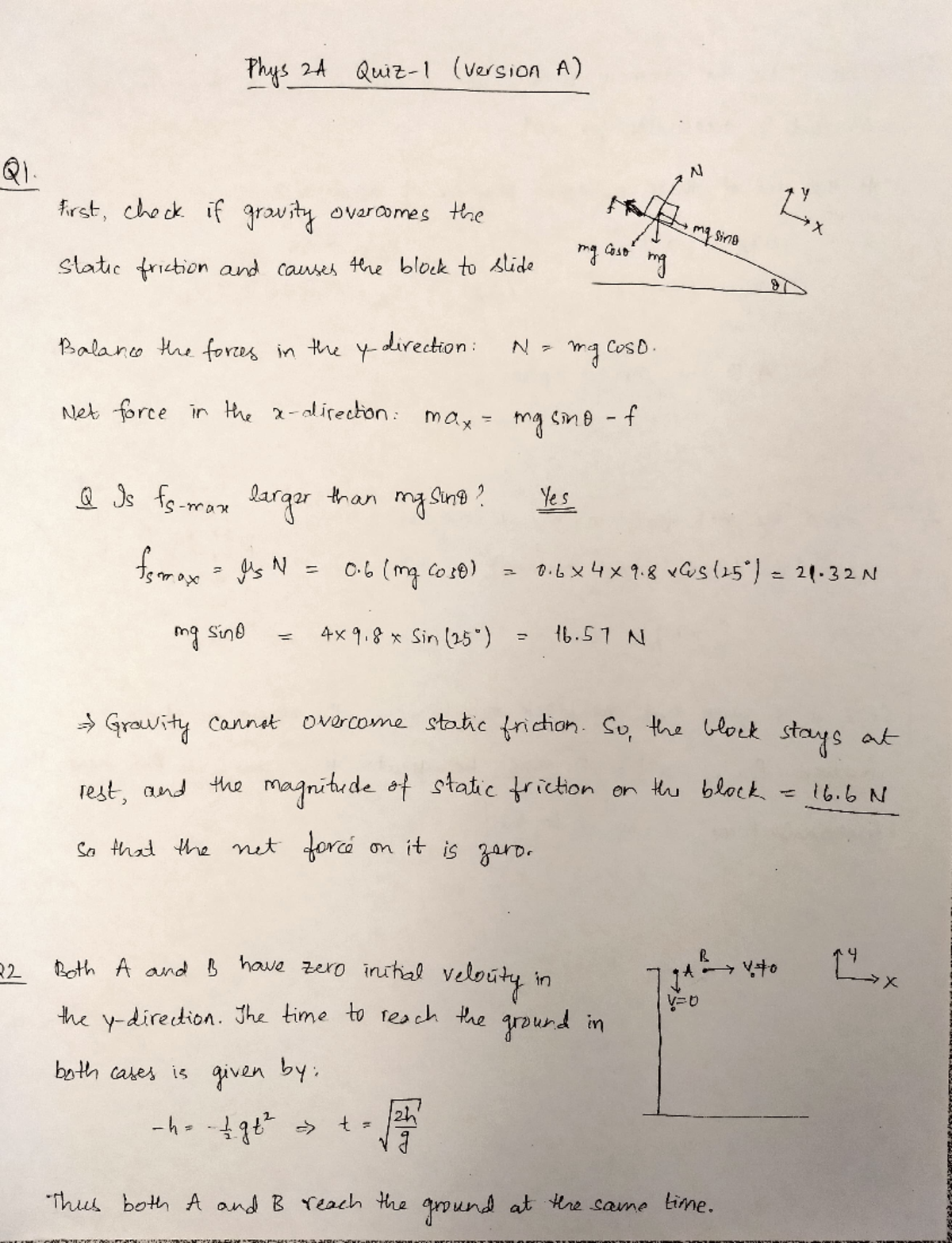 Quiz1Soln - quiz solution - PHYS 2A - Studocu