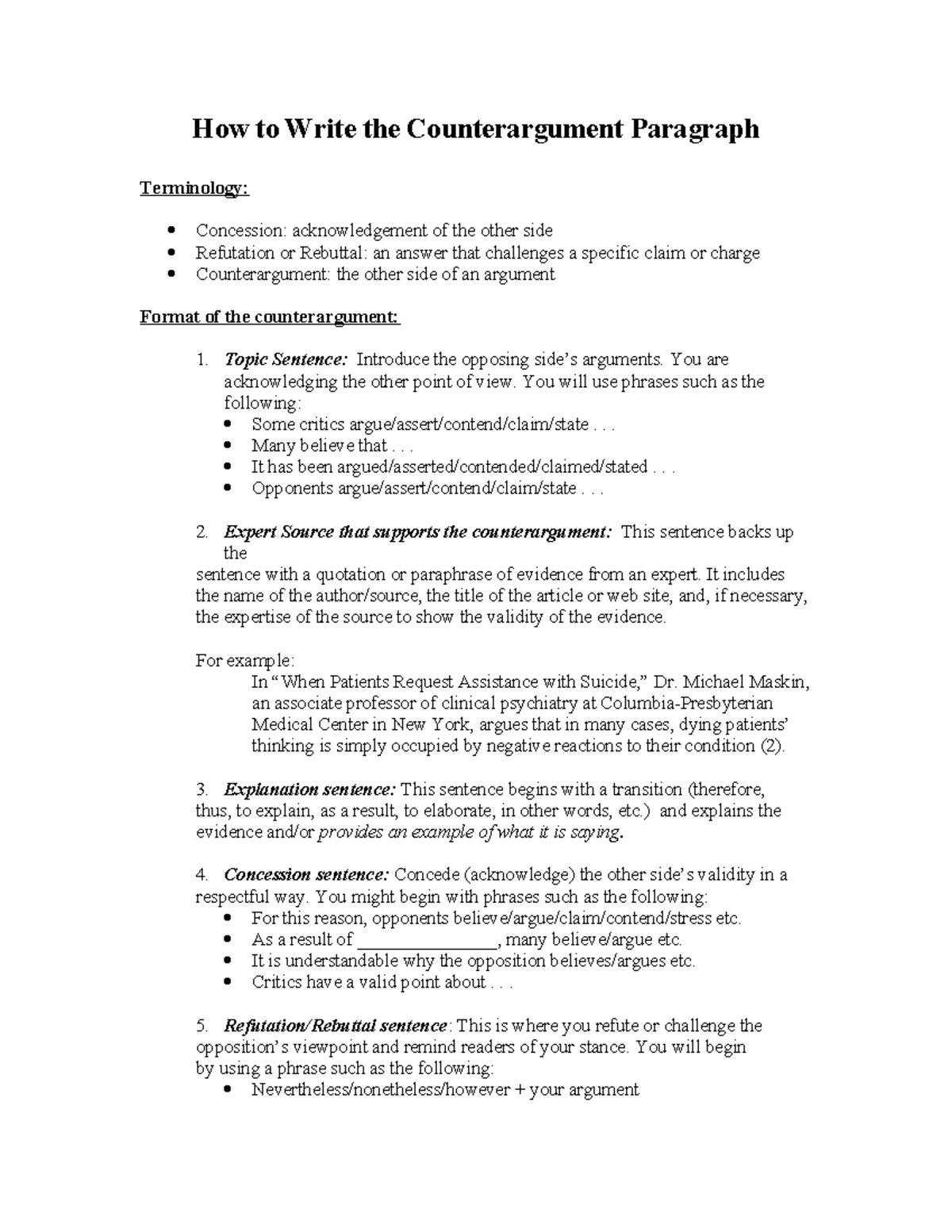 How to write the counter argument paragraph - How to Write the Counterargument Paragraph - Studocu