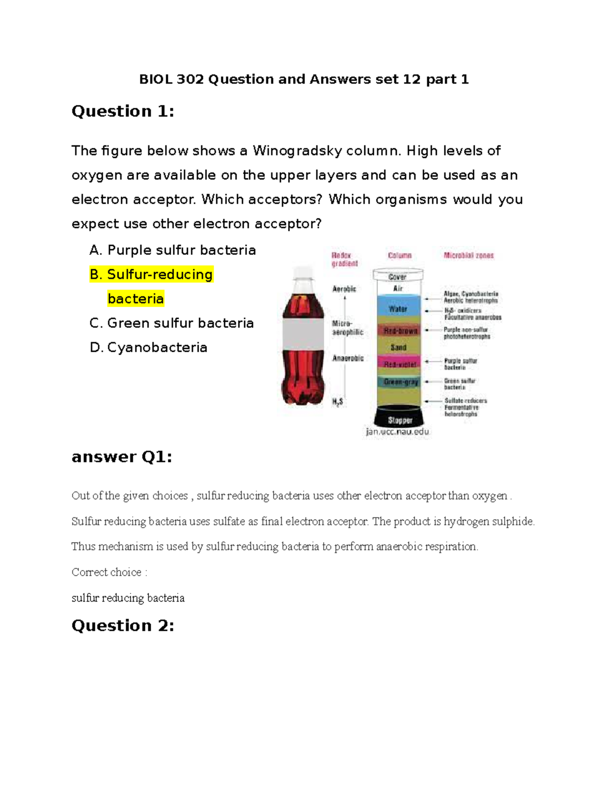 BIOL 302 Question and Answers set 12 part 1 - BIOL 302 Question and ...