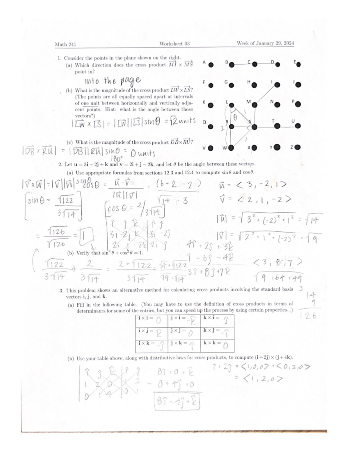 Math 241 - homework - Math 241 Worksheet 03 Week of January 29, 2024 1 ...
