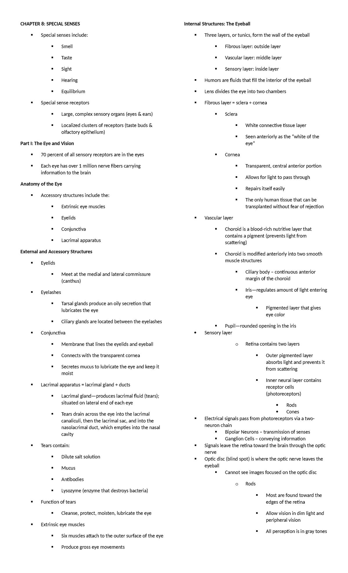 Chapter 8 - 9 ( Anatomy Reviewer) - CHAPTER 8: SPECIAL SENSES Special ...