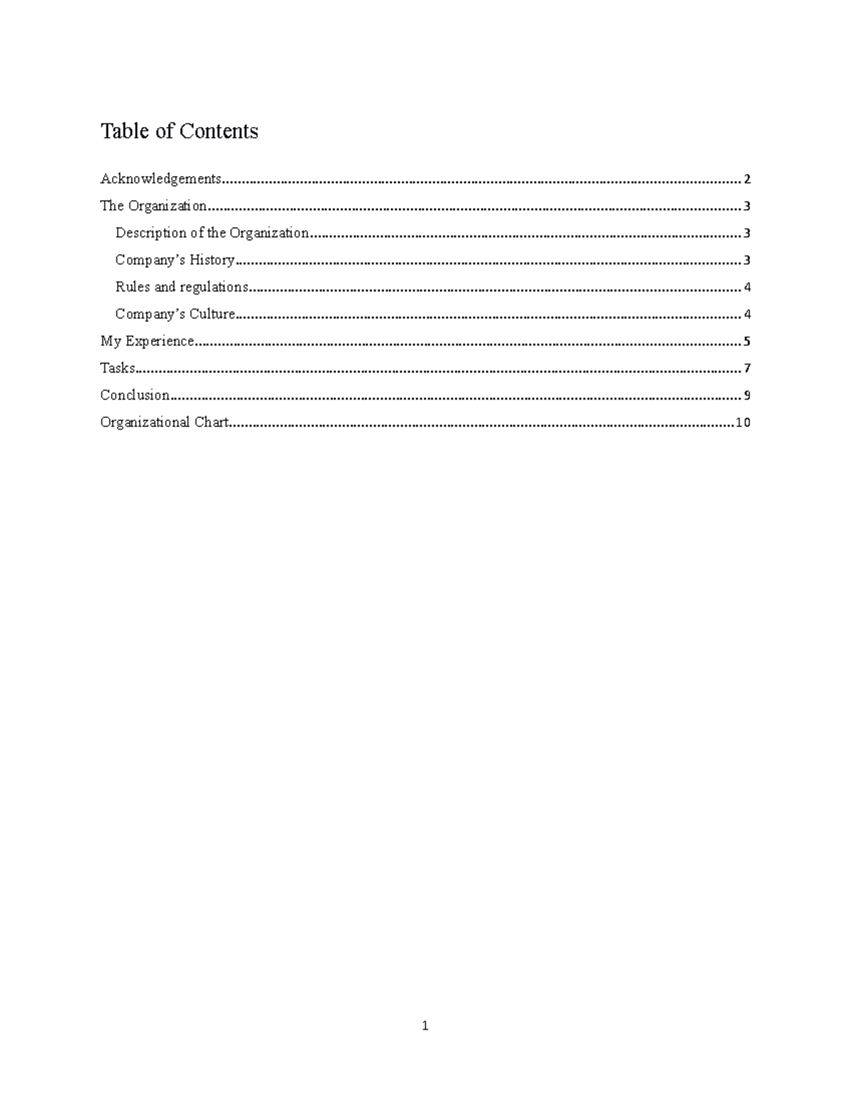 Internship Report 2023 - Table of Contents - Studocu