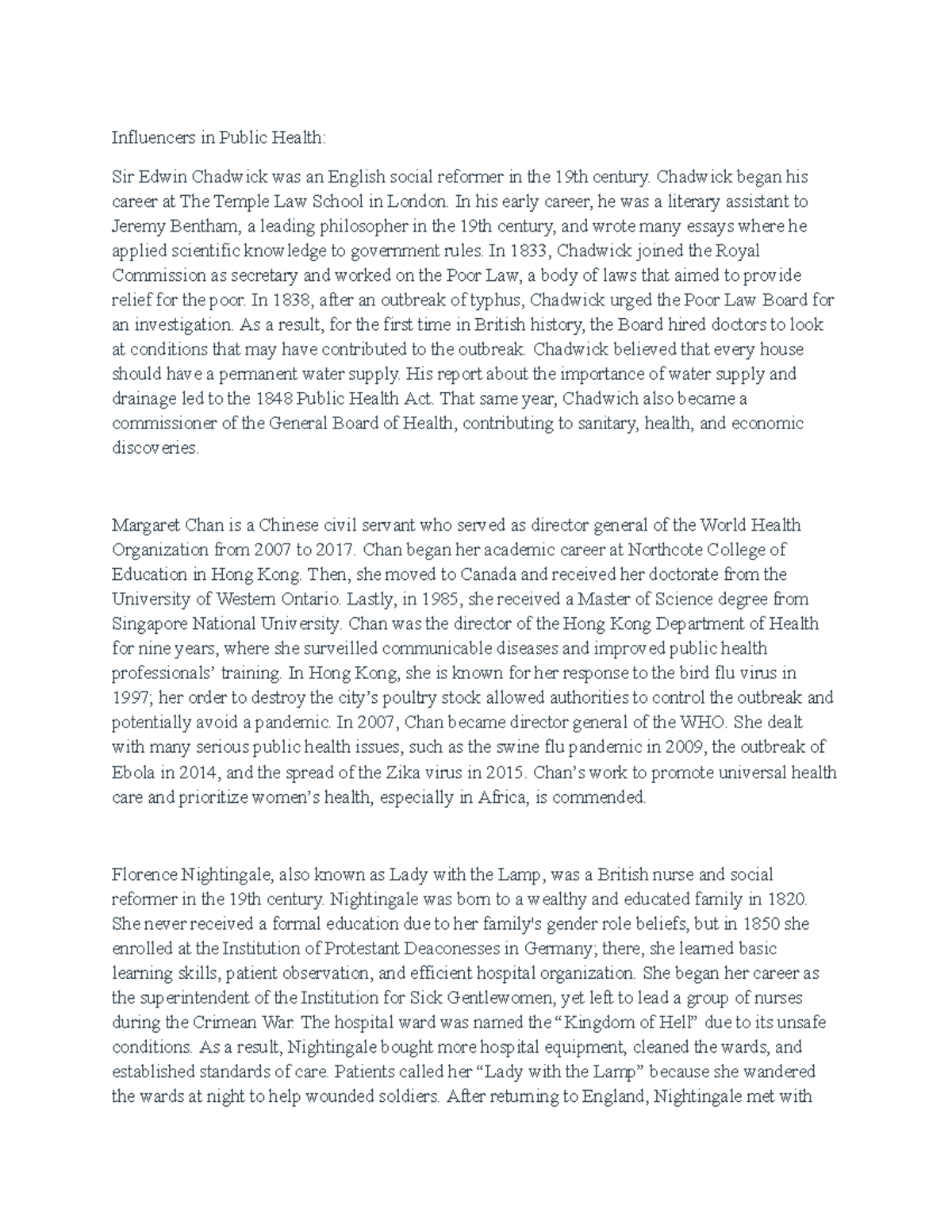 Public Health Influencers - Influencers in Public Health: Sir Edwin ...