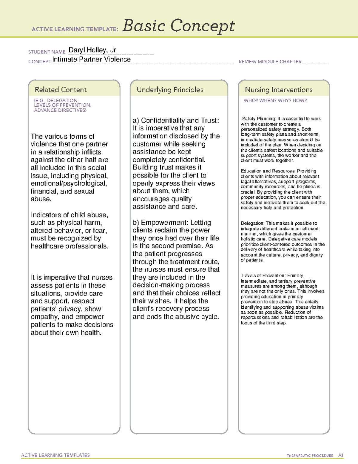 Active Learning Template Intimate partner Violence - OTA2071 - ACTIVE ...