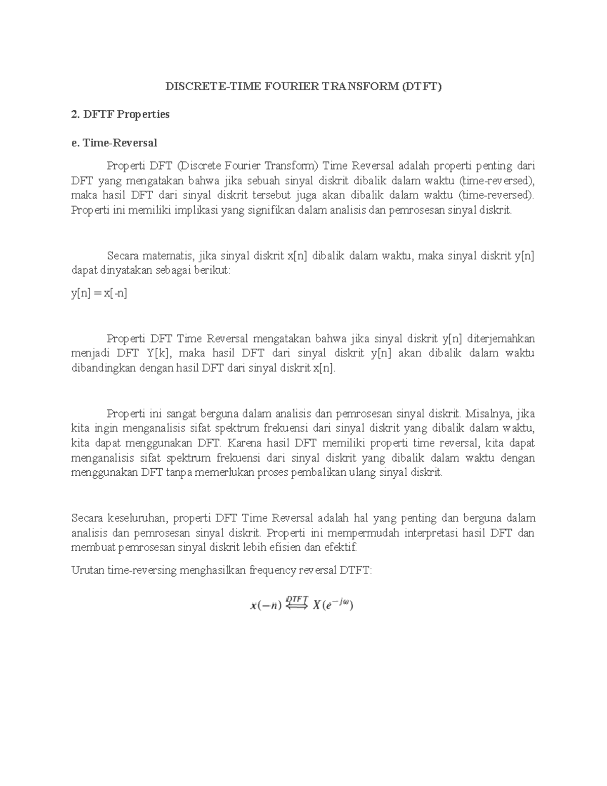 Materi Tentang Properti Dft Time Reversal Discrete Time Fourier Transform Dtft Dftf