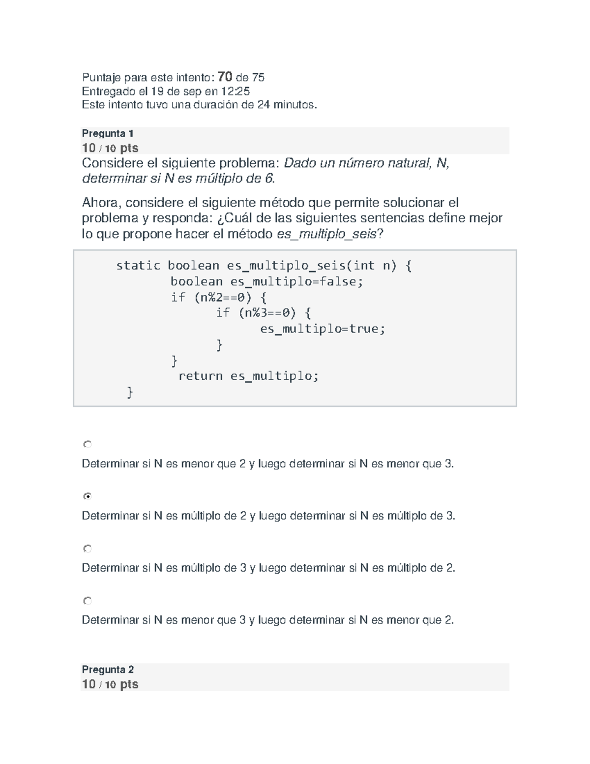 Examen programacion - Jajajavsjdvdvdvdkd - Puntaje para este intento ...