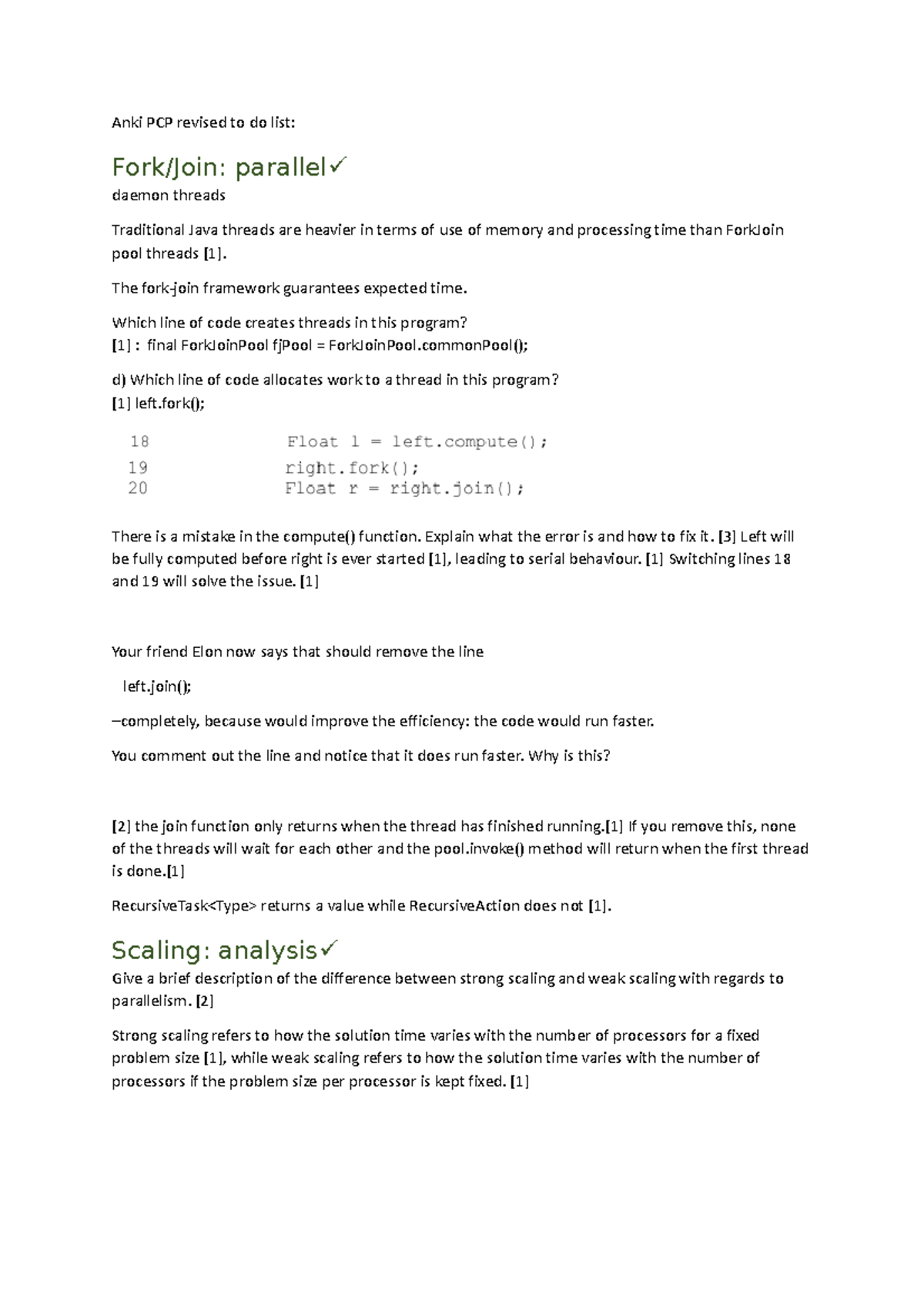 CSC PCP - pcp - Anki PCP revised to do list: Fork/Join: parallel daemon threads Traditional Java ...