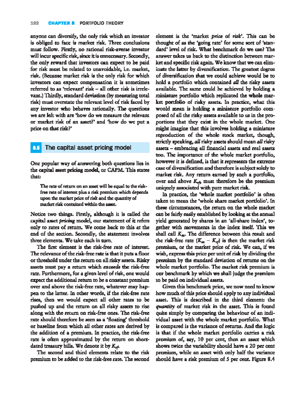 Capm - textbook notes - 192 CHAPTER 8 PORTFOLIO THEORY anyone can ...