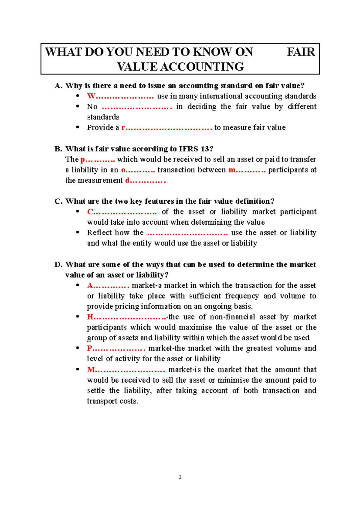 Fair value accounting - WHAT DO YOU NEED TO KNOW ON FAIR VALUE ...