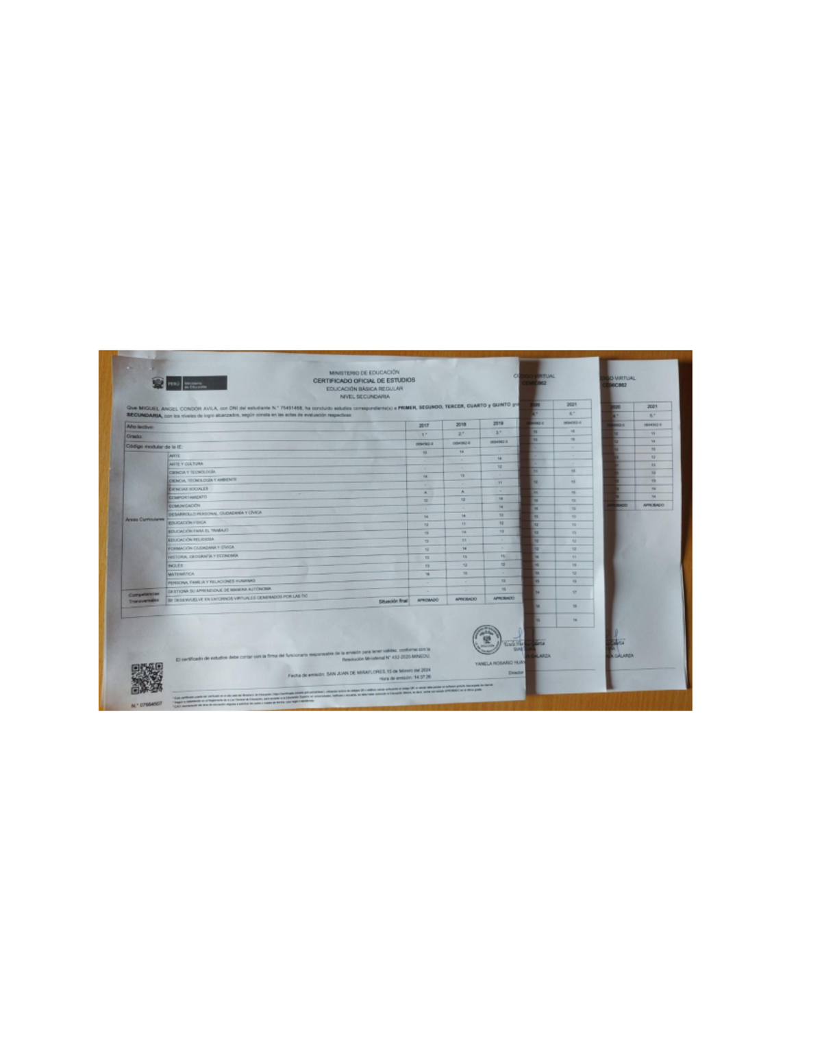 Doc2 - te sera ayuda - MINISTERIO DE EDUCACIÓN CERTIFICADO OFICIAL DE ESTUDIOS CODIGO VIRTUAL ...