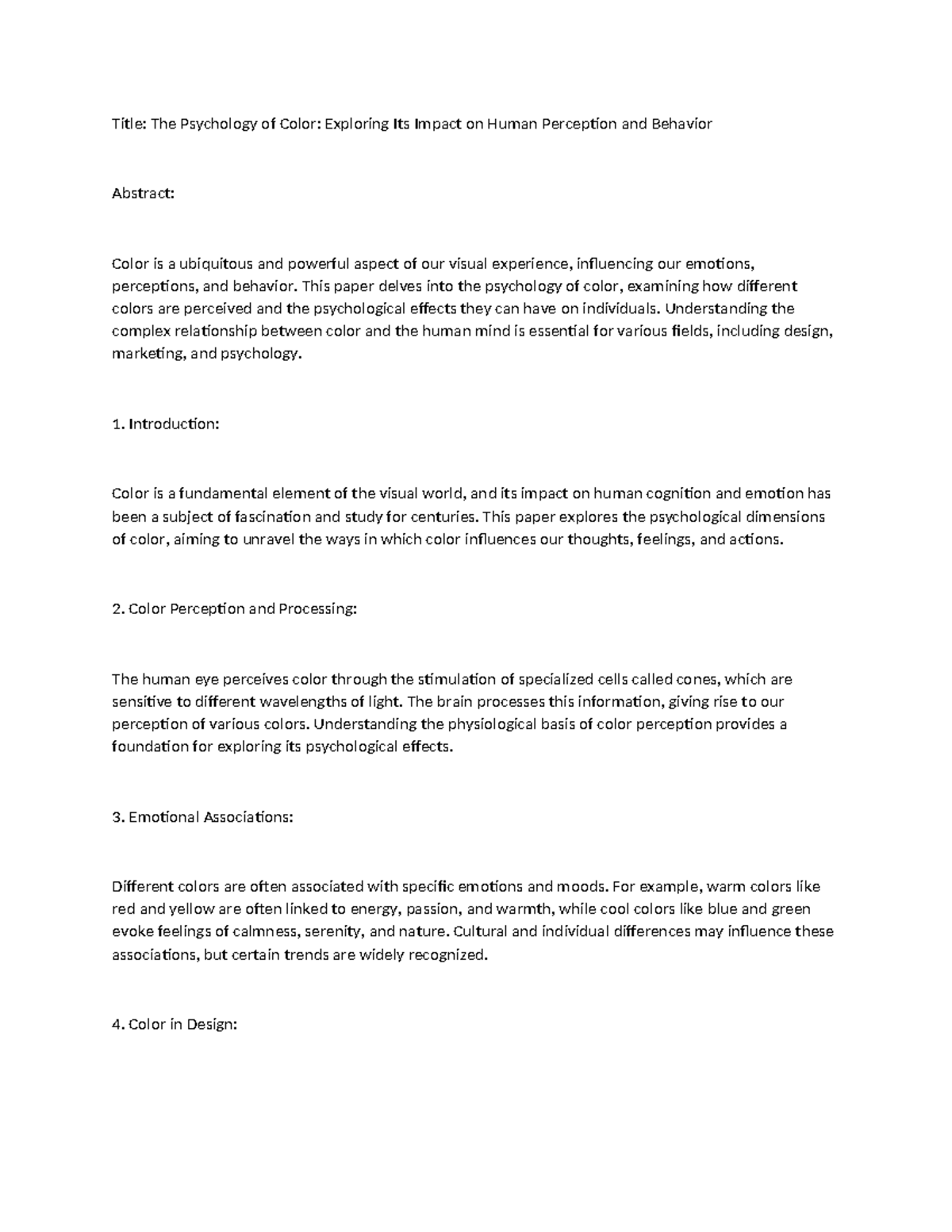 Doc - document of lecture - Title: The Psychology of Color: Exploring ...