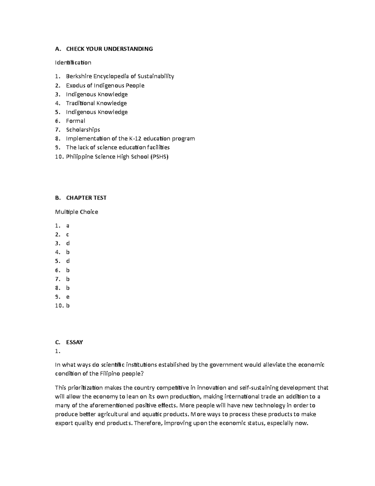 Al Rhakeem STS module 3 BSPA 2-1 - A. CHECK YOUR UNDERSTANDING ...