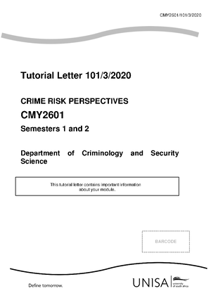 Cmy3701 exam paper - The Explanation of Crime - UNIVERSITY EXAMINATIONS ...