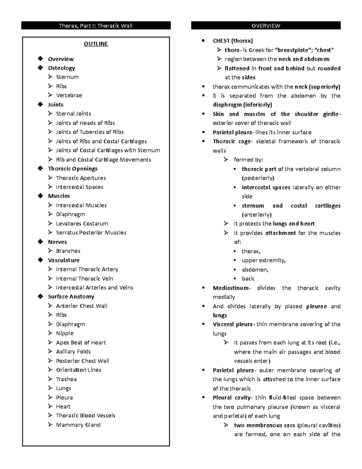 Thoracic Wall - , where the main air passages and blood vessels enter ...