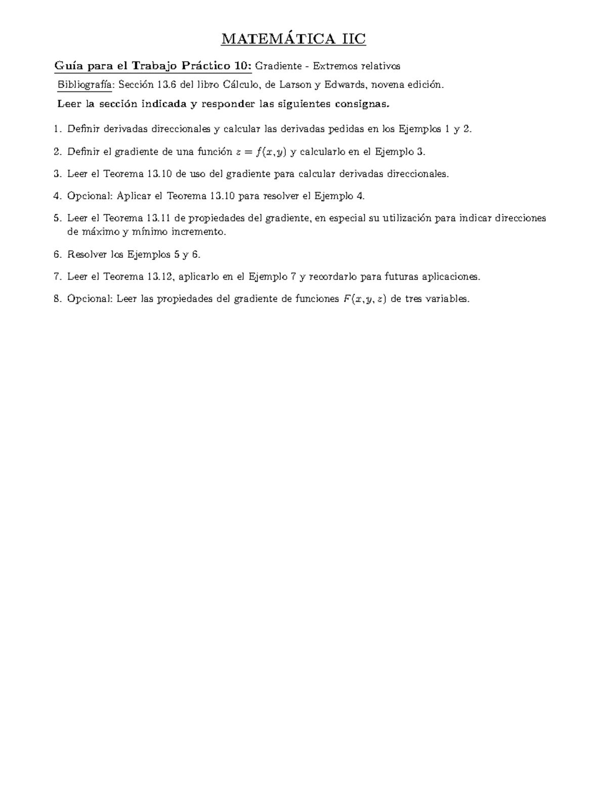 Guia10-Gradiente - Guia2 - Sucesiones Geomy Series - MATEM ́ATICA IIC ...