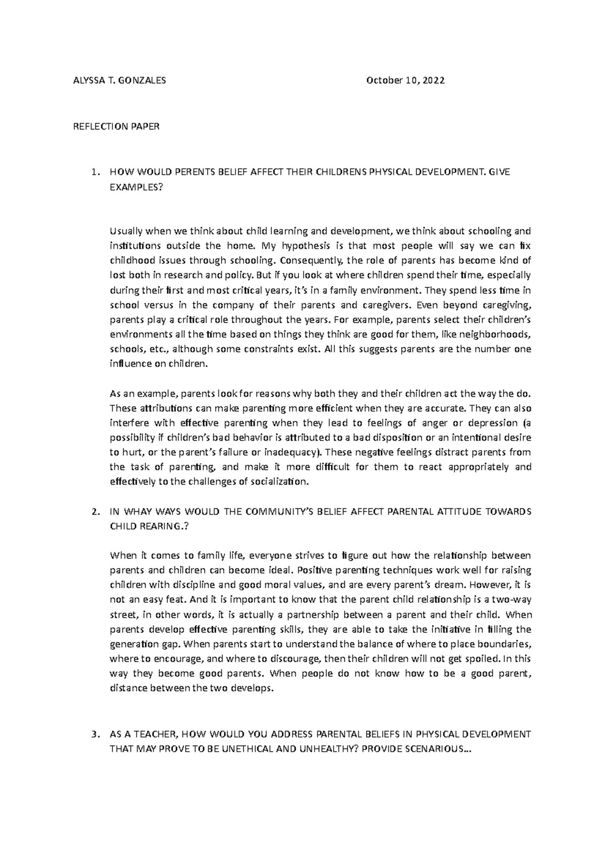 Alyssa Reflection Paper - ALYSSA T. GONZALES October 10, 2022 ...