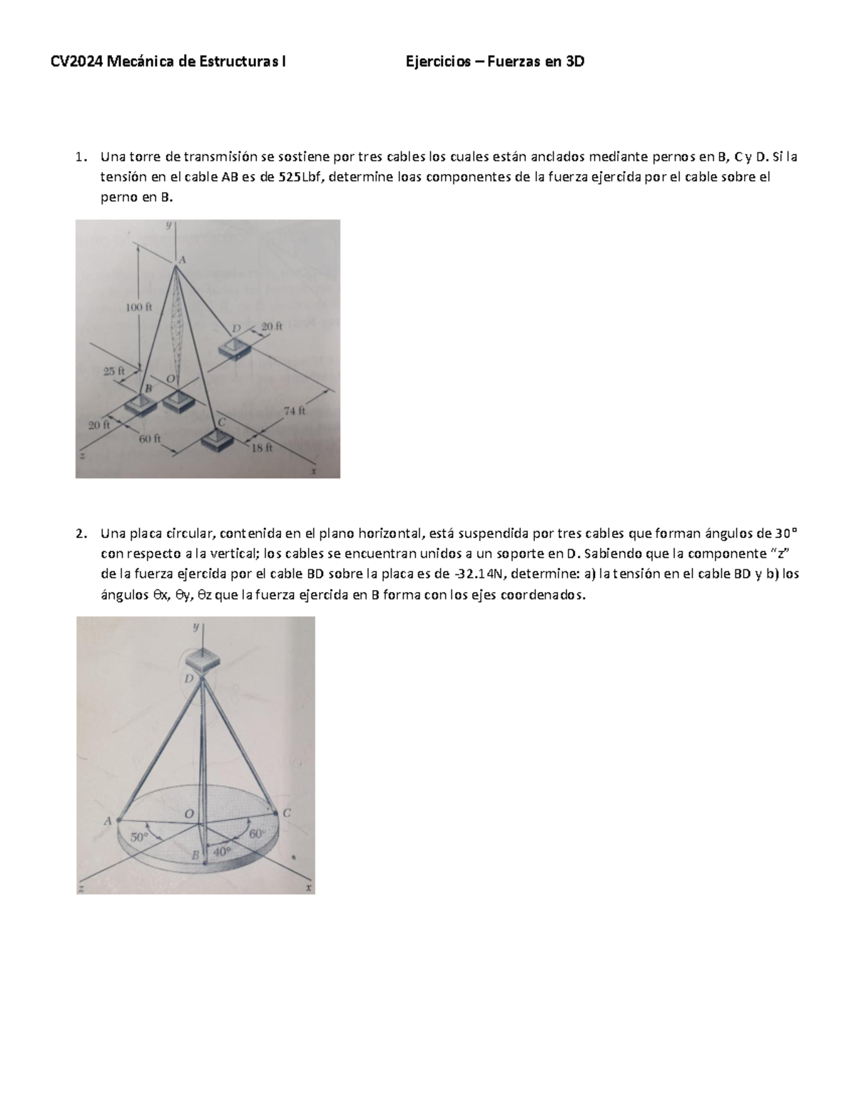 Ejercicios - Fuerzas en 3D - Warning: TT: undefined function: 22 Warning: TT: undefined function ...