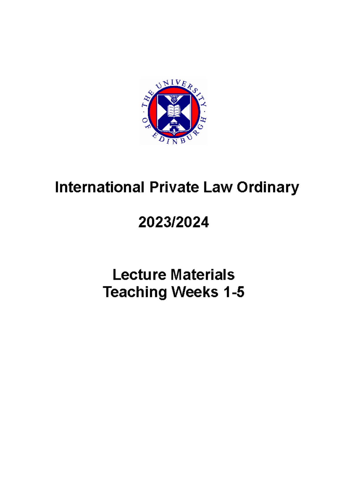 IPL Ordinary Lecture Materials - International Private Law Ordinary 2023/ Lecture Materials ...