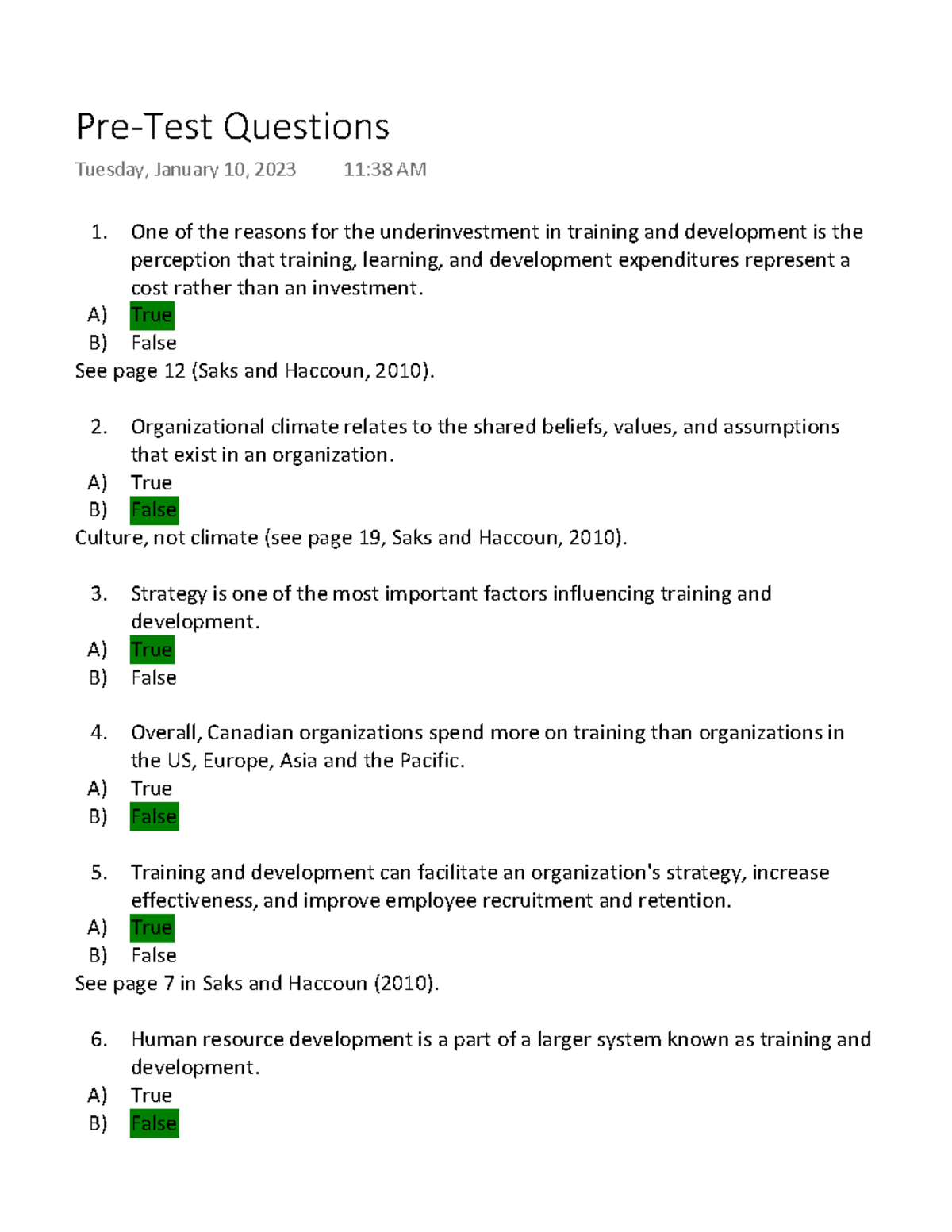 L2 - Pre-test - Questions and answers - One of the reasons for the ...