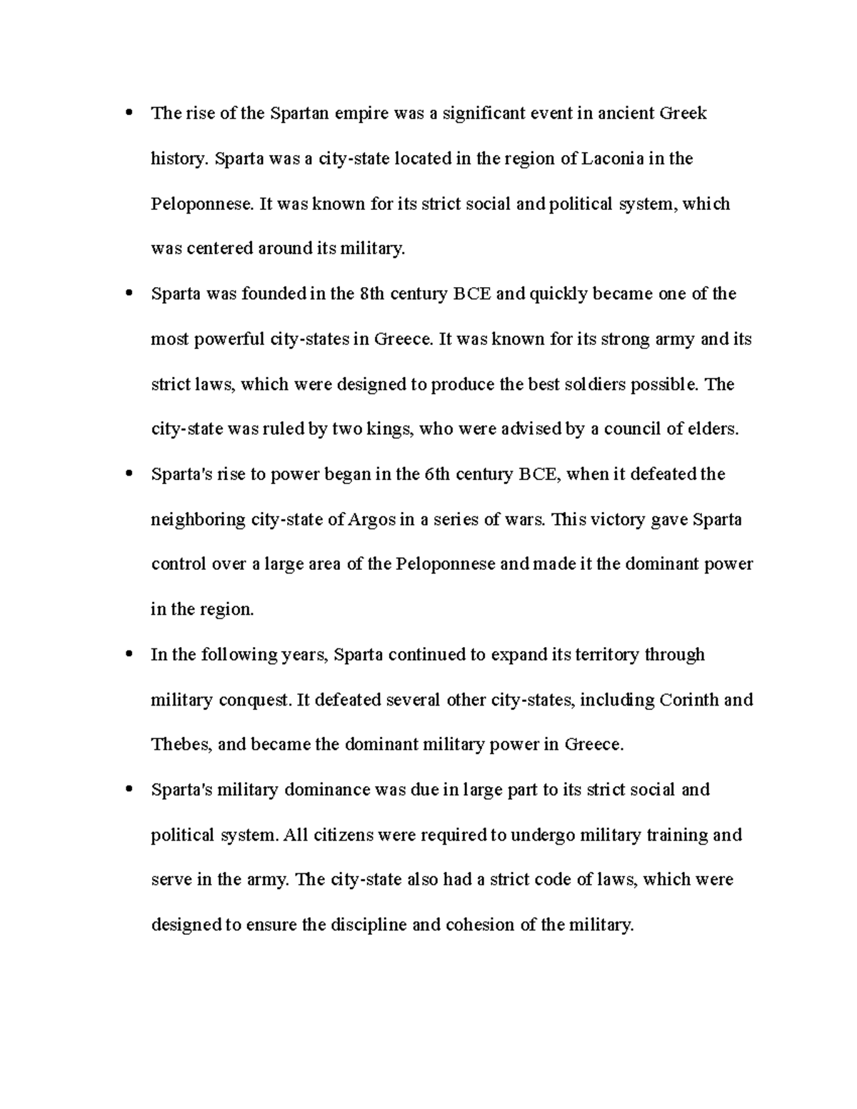 Rise of Spartan Empire - The rise of the Spartan empire was a ...