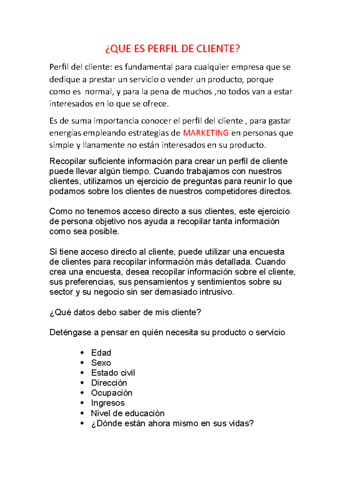 Perfil DEL Cliente - qaqaqa - ¿QUE ES PERFIL DE CLIENTE? Perfil del ...