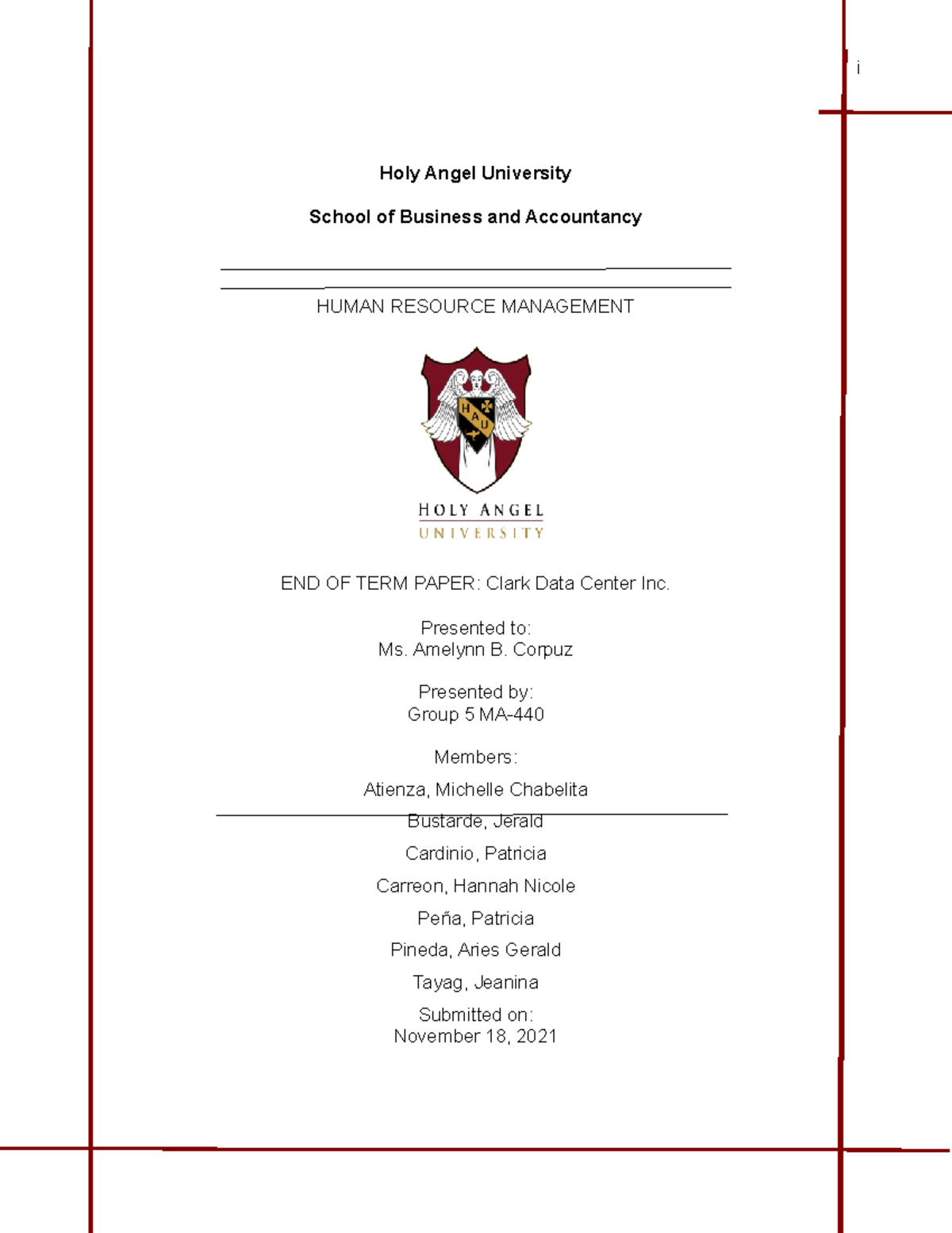 END- Paper- Humres - i Holy Angel University School of Business and ...