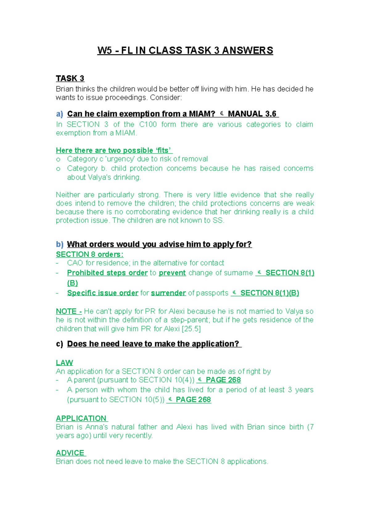 MIAM - Exemptions, HOW TO Apply FOR Section 8 Orders - W5 - FL IN CLASS TASK 3 ANSWERS TASK 3 ...