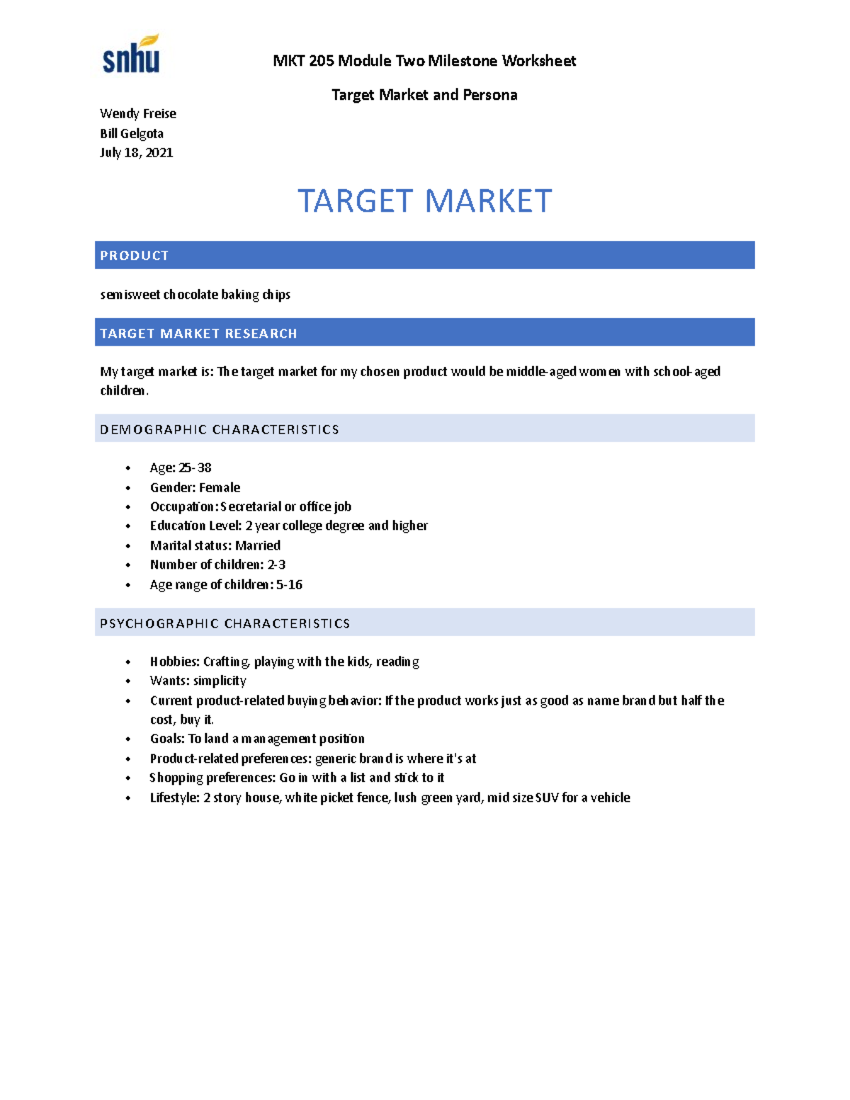 Freise MKT205 Module Two Milestone - MKT 205 Module Two Milestone ...