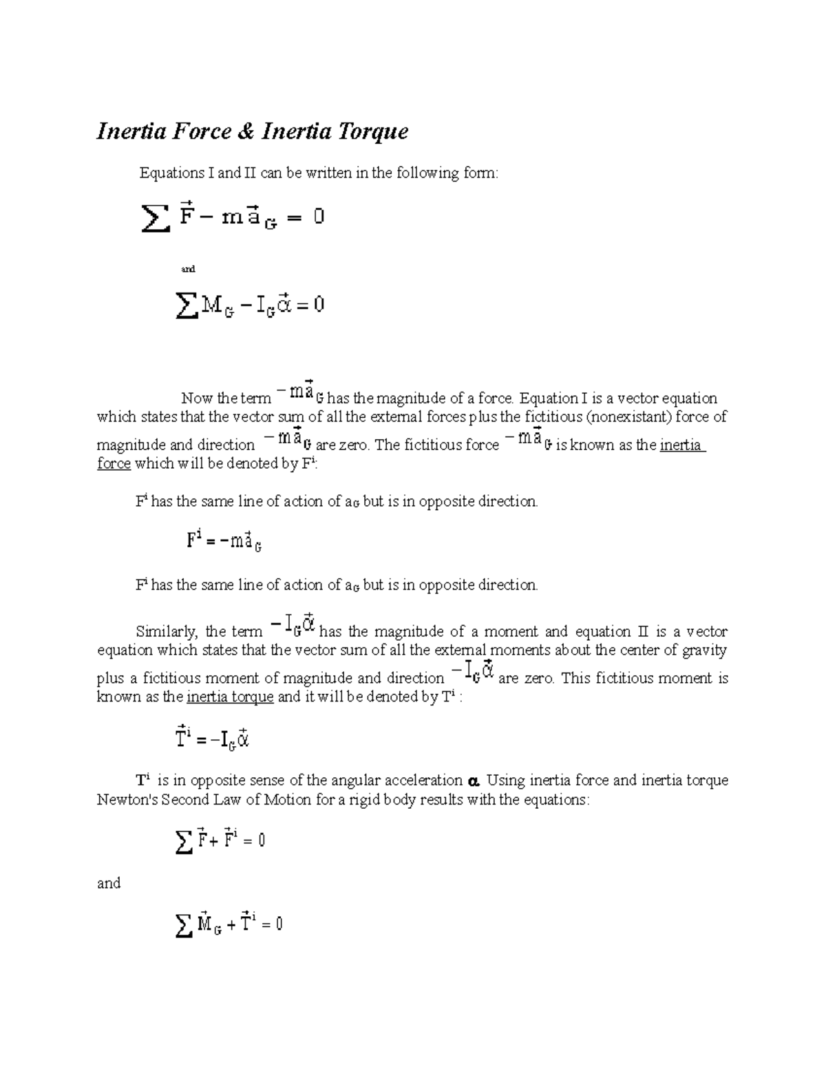 Session 02 - ..notes - Inertia Force & Inertia Torque Equations I and ...