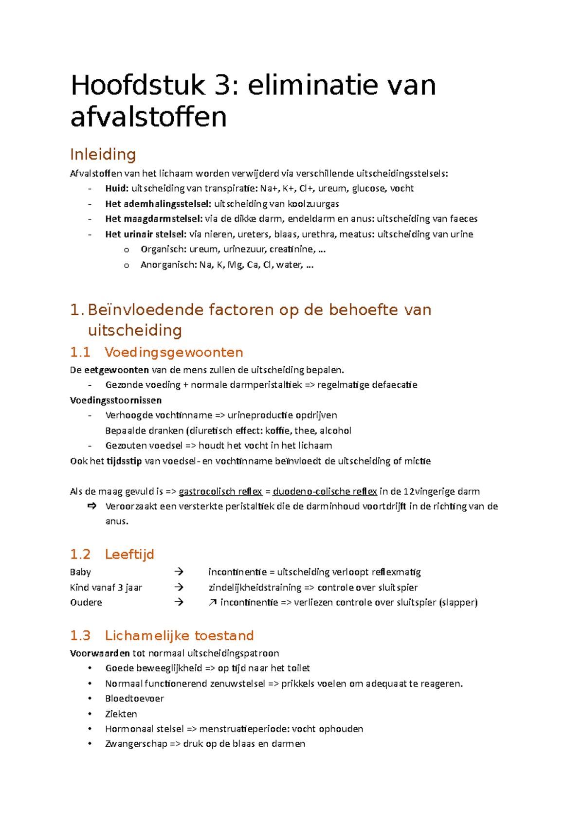 Eliminatie van afvalstoffen - Hoofdstuk 3: eliminatie van afvalstoffen ...