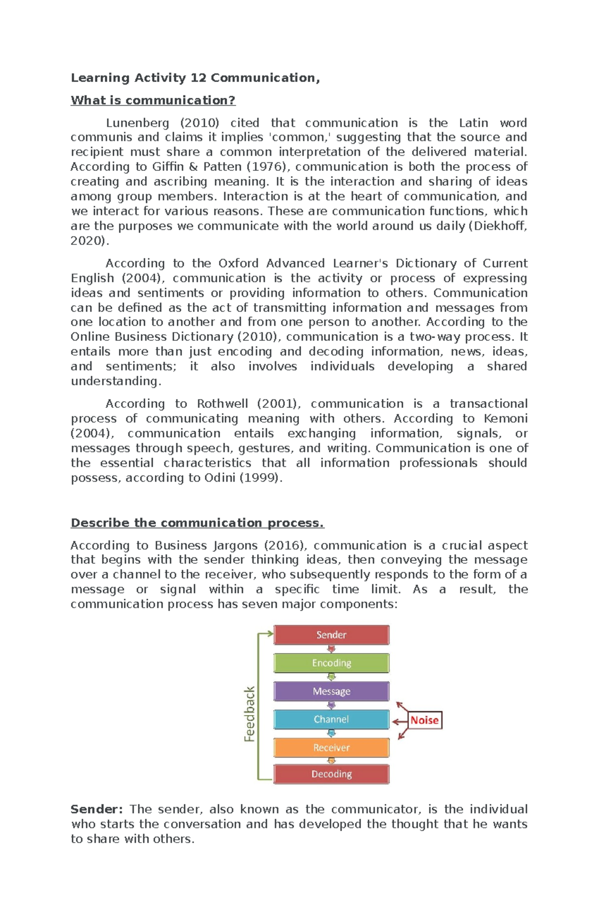 Communication: Life is Short - Learning Activity 12 Communication, What ...