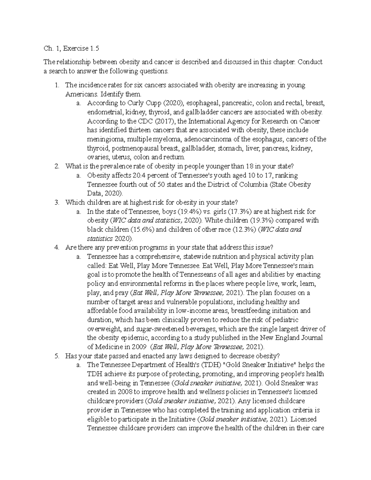 Week 1 Discussion Exercise and Discussion Questions from Curley Text Book - Ch. 1, Exercise 1 ...
