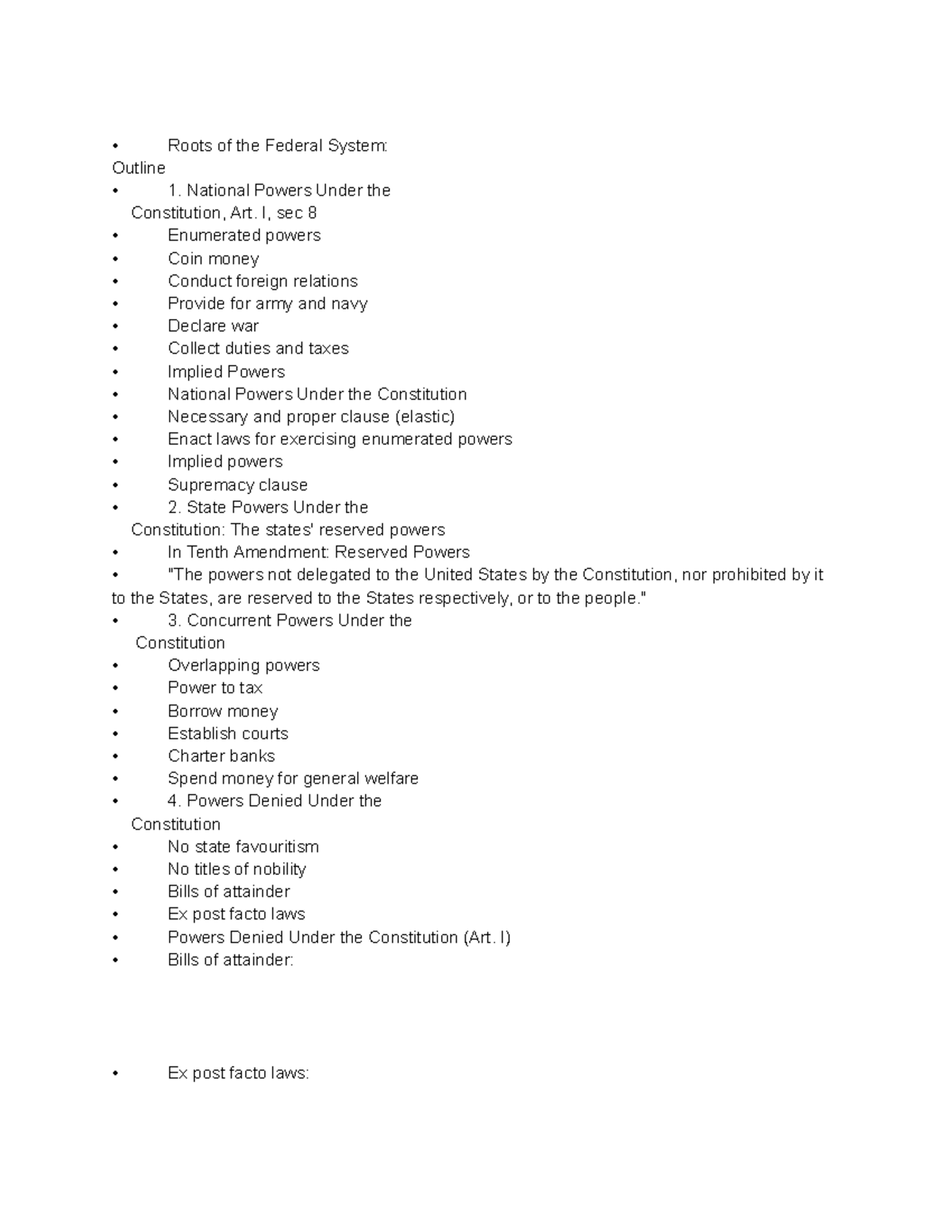 Roots of the Federal System - Roots of the Federal System: Outline ...