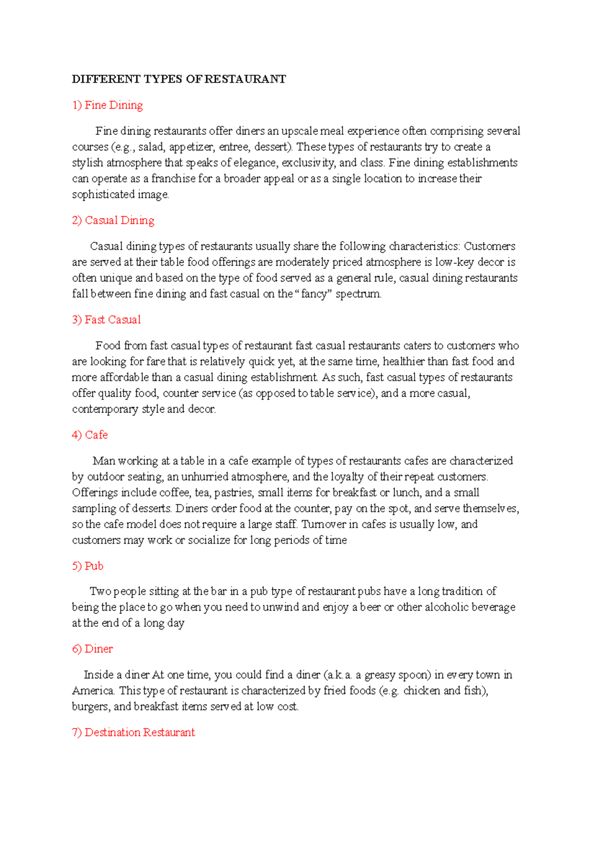 Different Types OF Restaurant - DIFFERENT TYPES OF RESTAURANT Fine ...